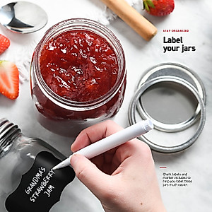 Quality Glass Mason Jars 32 Ounce (6 Pack) Regular Mouth Glass Mason Jar with Lids & Bands, Dishwasher Safe. Ideal for Canning, Pickling, Jam, Meal Prep, Food Storage - Bonus Chalkboard Label & Pen