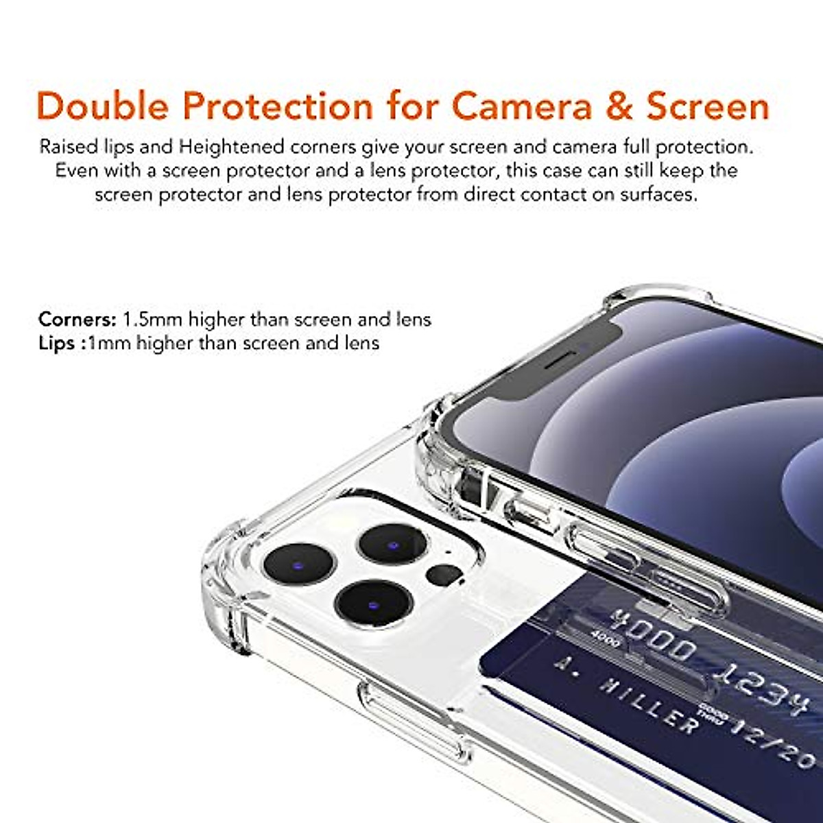 ANHONG Upgrade Clear Card Case Compatible with iPhone 12/12 Pro 6.1 inch, Slim Fit Thin Protective Soft TPU Shock-Absorbing Wallet Case with Card Holder