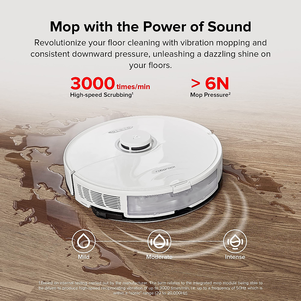roborock S8 Robot Vacuum and Mop Cleaner, DuoRoller Brush, 6000Pa Suction, ReactiveAI 2.0 Obstacle Avoidance, Sonic Mopping, Auto Lifting Mop, Works with Alexa, Perfect for Pet Hair, White