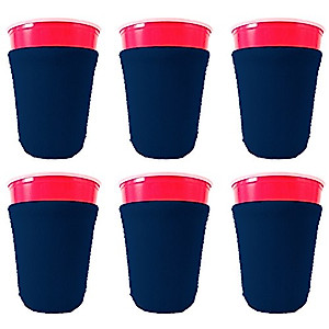 Blank Neoprene Party Cup Coolie (6 Pack, Navy Blue)
