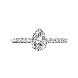 14K Gold Handmade 2 CT Pear Cut VVS1 Colorless Moissanite Engagement Ring for Women Bridal Set Moissanite Wedding Rings for Gifts (White Gold, 7.5)