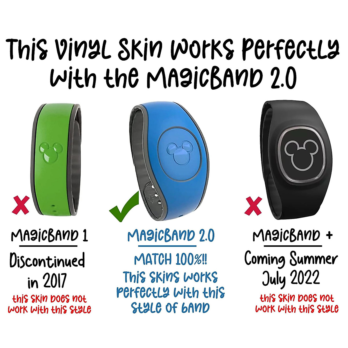 OVERSTOCK Magic Band/Ready To Ship Wrap Magic Band Skin Vinyl Decal Wrap Compatible with MagicBand 2 (Girl Pack - 5 Skins)