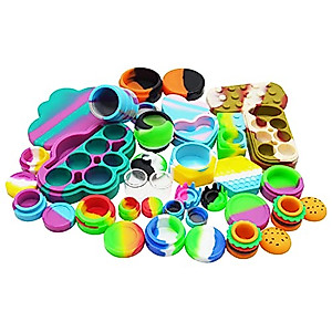 KUVIS Silicone Multi Compartment Containers Concentrate Non-stick Different Sizes Jars 2ml 5ml 6ml 7ml 9ml 11ml 15ml 26ml 85ml with Carving Tool (20PCS)