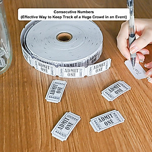 L LIKED Raffle Tickets,Single Raffle Tickets Rolls, 2000 Tickets, White,with Consecutive Numbers Ticket for Events, Carnivals, Door Prizes & Drinks