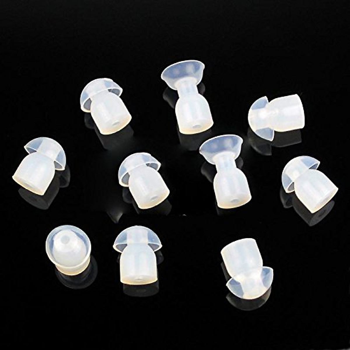 A AIRSN Replacement Mushroom Earbud Ear Tips for Motorola Kenwood Two Way Radio Coil Tube Audio Kits/Transparent Acoustic Tube Earpieces (Standard Mushroom)