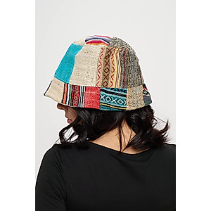 Patchwork Hemp Bucket hat with Secret Pocket, Hippie hat, freespirit Fabric, Handmade Patchwork hat, Organic THC Free Hemp Multi