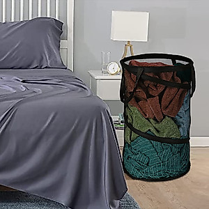 Bagmrteho Mesh Laundry Hamper,Mesh Pop up Laundry Hamper,Collapsible Laundry Hamper with Lid,Pop up Laundry Basket for Bathroom, Kids Room, College Dorm, Travel, Storage Organizer