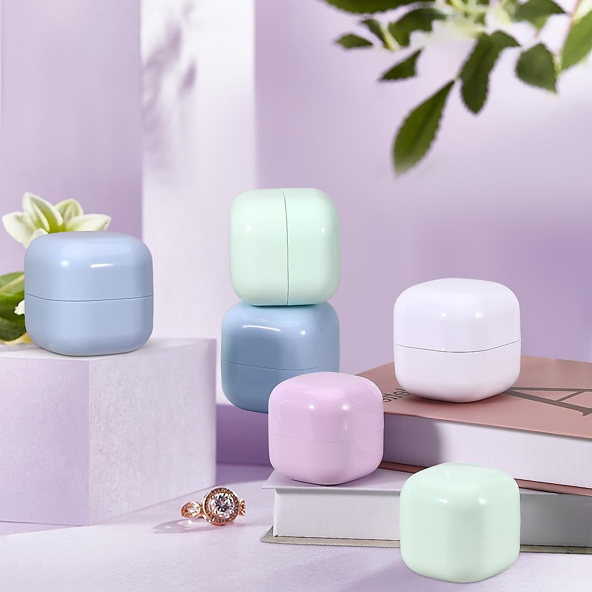 ASEVAT Refillable Cream Jars with Lids, 4 pack Leakfproof Travel Cosmetic Containers, Small Cosmetic Jars for Cream, Lotion, Face Scrub, Hair Conditioner (1.7oz-4 Pcs)