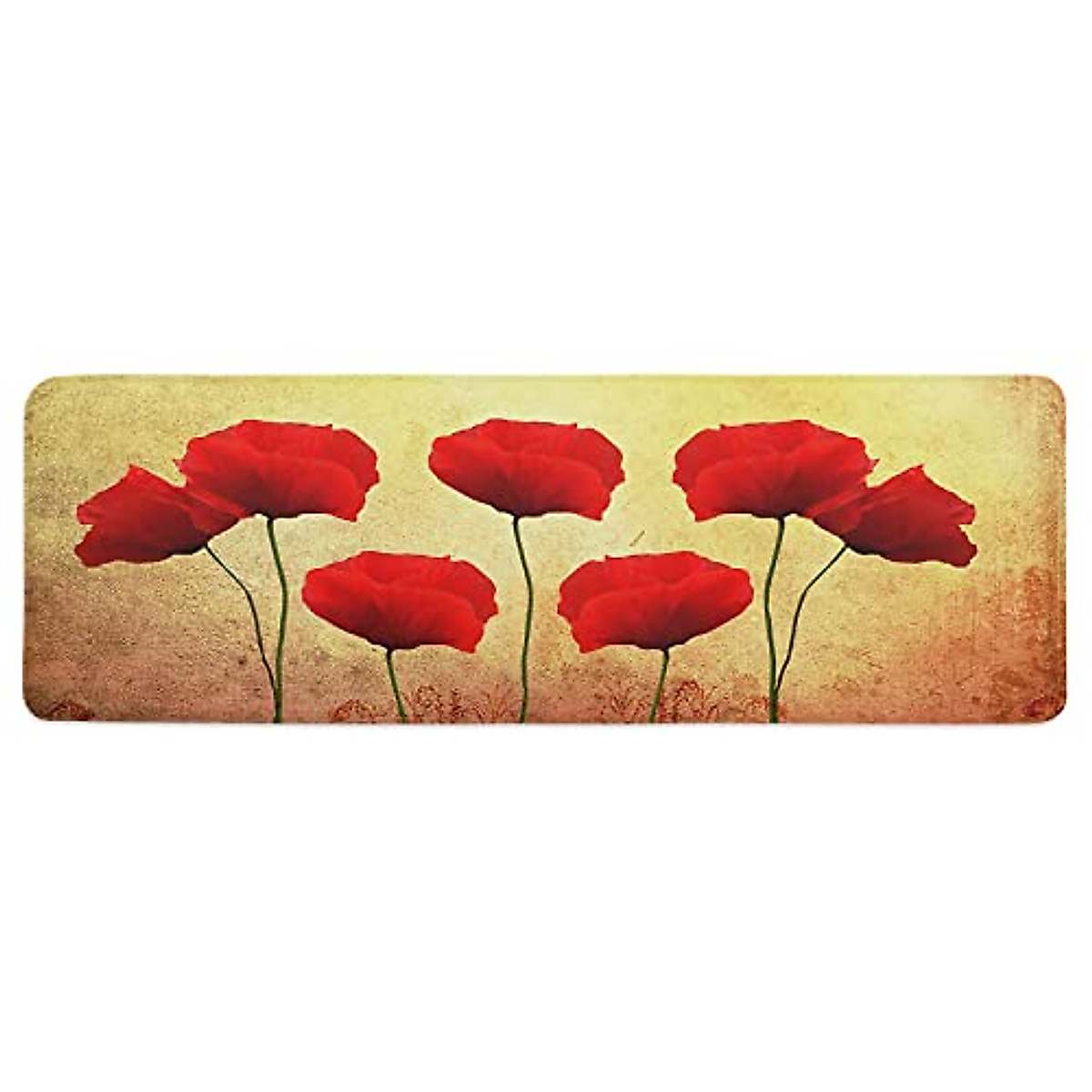 Libaoge Kitchen Mat Rug 1 PCS Red Flowers Under Sunset Runner Rug Anti-Fatigue Comfort Memory Foam Standing Mat Non-Slip Floor Door Mat for Bathroom Bedroom 20x47in