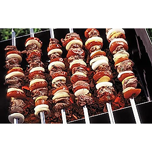 MOCUMEI Metal Skewers for Grilling,Kabob Skewers,Flat BBQ Barbecue Skewer,Grilling Skewers Set,Reusable BBQ (14" skewers(16 Pack))