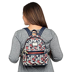Loungefly Disney Mickey Minnie Mouse Mini Backpack Handbag AOP Red Navy