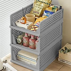 4-Pack Folding Wardrobe Storage Box Plastic Drawer Organizer Stackable Shelf Baskets Clothes Closet Containers Bin Cubes ,Home Office Bedroom Laundry Fold Pull Out Drawer Dividers for Clothes,Toys