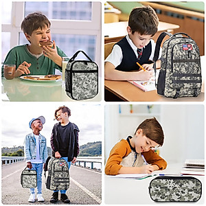 TILYTADLY School Backpack For Boys - Camouflage Boys Backpack For Kids Teens Elementary Middle School - 4pcs Camo Boys Backpack With Lunch Box And Pencil Case，18″ Bookbag With Usb Charging Port