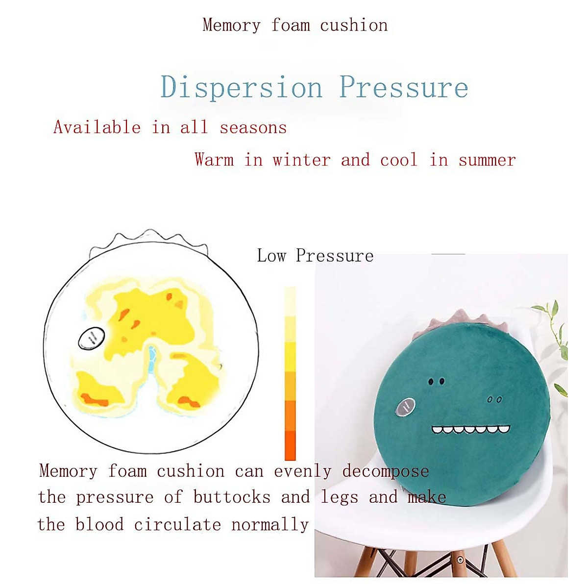 Jhorxa Cute cat Shaped Organic Latex Seat Cushion with Organic Cotton Cover, for Office Chair, Pad, Wheelchair,Carpet,Lower Back and Tailbone Relief (White)