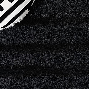 Safavieh Hi-Lo Shag Collection 9' x 12' Charcoal HLS202H Modern Stripe Textured 1.6-inch Thick Area Rug