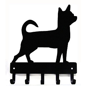 The Metal Peddler Chihuahua Dog - Key Holder for Wall - Small 6 inch Wide - Made in USA; Home Organization; Foyer, Hallway, Office