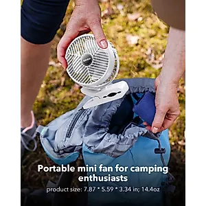 GEHEN Portable Clip on Fan, Cordless Small Desk 10000mAh Battery Operated, Rechargeable Table 3 Speeds Quiet Personal 360° Rotate Cooling Fan for Bedroom Office Stroller Camping White,D1PB005100002