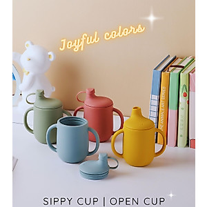 Blue Sustainable silicone sippy cup for baby | 6months+ | safe | 8oz | spill resistant lid