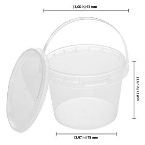 KEILEOHO 30 PCS 10 OZ Clear Plastic Bucket with Lids and Handle, Ice Cream Tub Containers, Round Plastic Pail Container, Freezer Food Storage Containers, Storage Containers for Snacks Food Fruit
