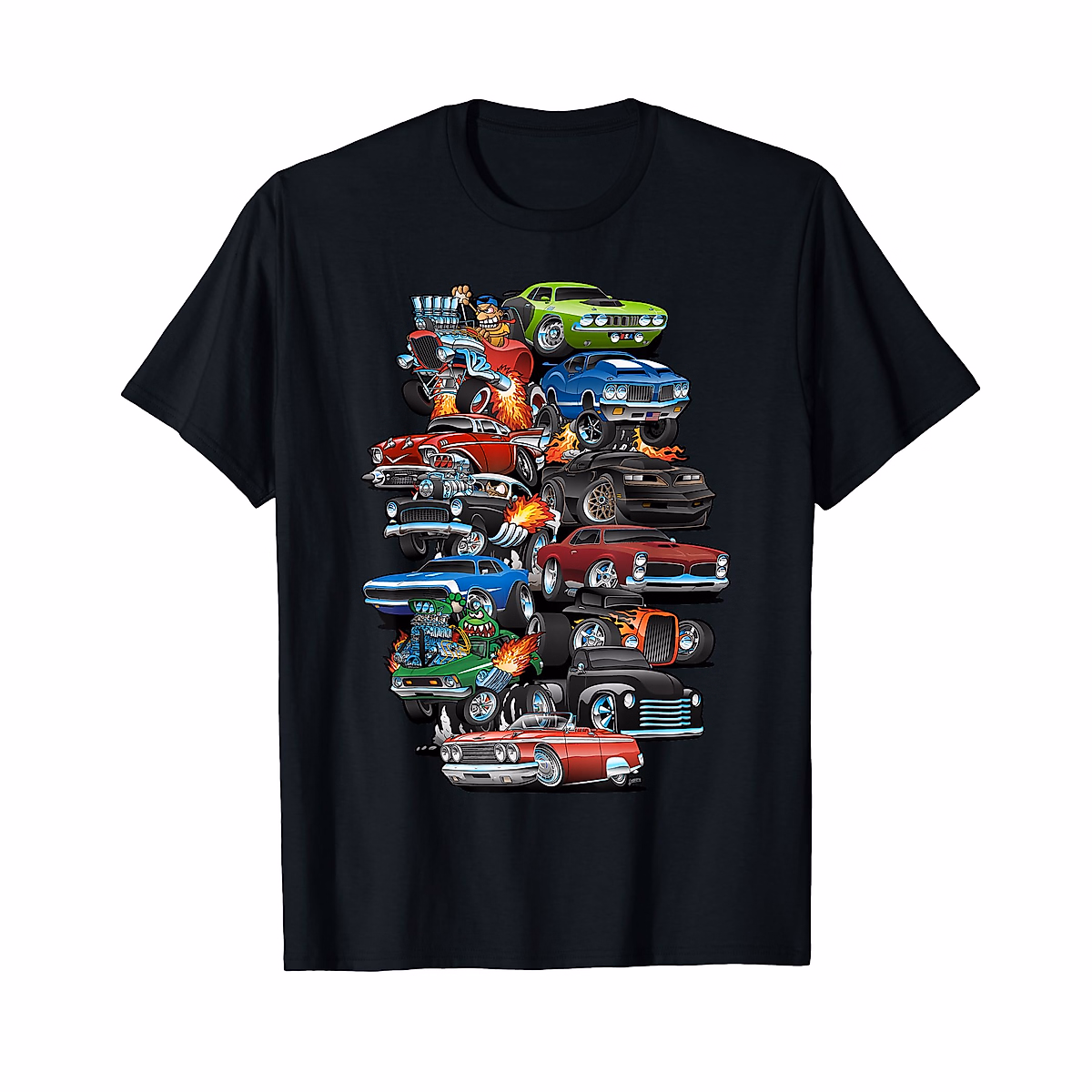 Car Madness! Muscle Cars, Classic Cars and Hotrods Cartoon T-Shirt