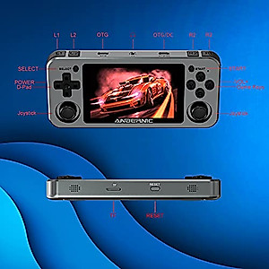 HAIHUANG RG351M Retro Game Console,WiFi Built-in Online Sparring, Handheld Game Console with 64G TF Card 2500 Classic Games, Portable Game Console 3.5 inch IPS Screen Happy Time with Kids (Gray)