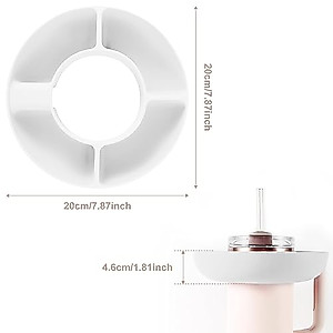 RYAJK Snack Bowl for Stanley 40 Oz Tumbler with Handle,4 Compartments for Candy,Appetizer,Nuts,Popcorn, Cup Holder for Stanley Cup Accessories (White)