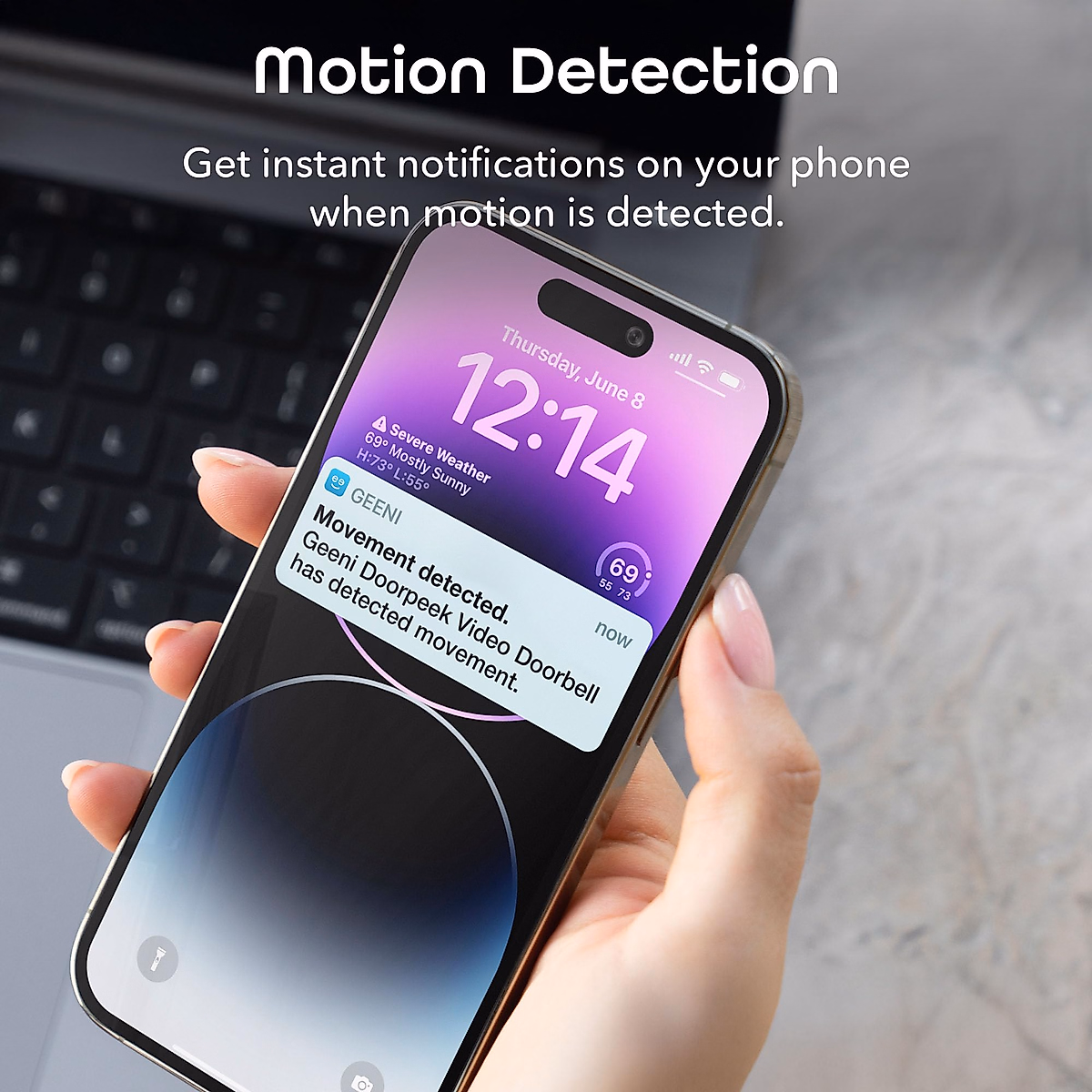 Geeni Doorpeek Video Doorbell - HD 1080p Video Quality, Weather-Resistant, 2-Way Audio - Motion Detection and Alerts - Easy Installation with Existing Doorbell Wiring - Requires 2.4GHz WiFi - Black