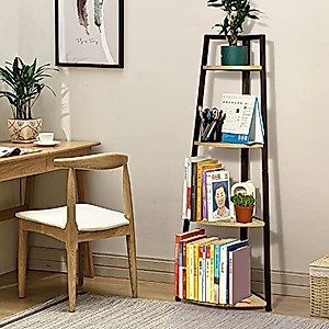 CIPACHO Corner Shelf Stand,4-Tier Corner Bookshelf, Industrial Ladder Shelf,Tall Corner Plant Stand Display Shelf for Living Room, Kitchen, Home Office