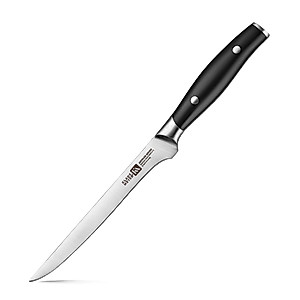 Klaus Meyer Arcelor 6 inch Boning Knife High Carbon Exclusive German Steel Fish Knife for Meat Cutting Trimming with Full Tang Ergonomic Handle
