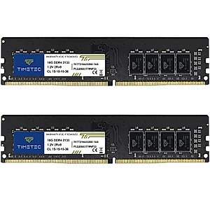 Timetec 32GB KIT(2x16GB) DDR4 2133MHz PC4-17000 Non-ECC Unbuffered 1.2V CL15 2Rx8 Dual Rank 288 Pin UDIMM Desktop PC Computer Memory RAM Module Upgrade (32GB KIT(2x16GB))