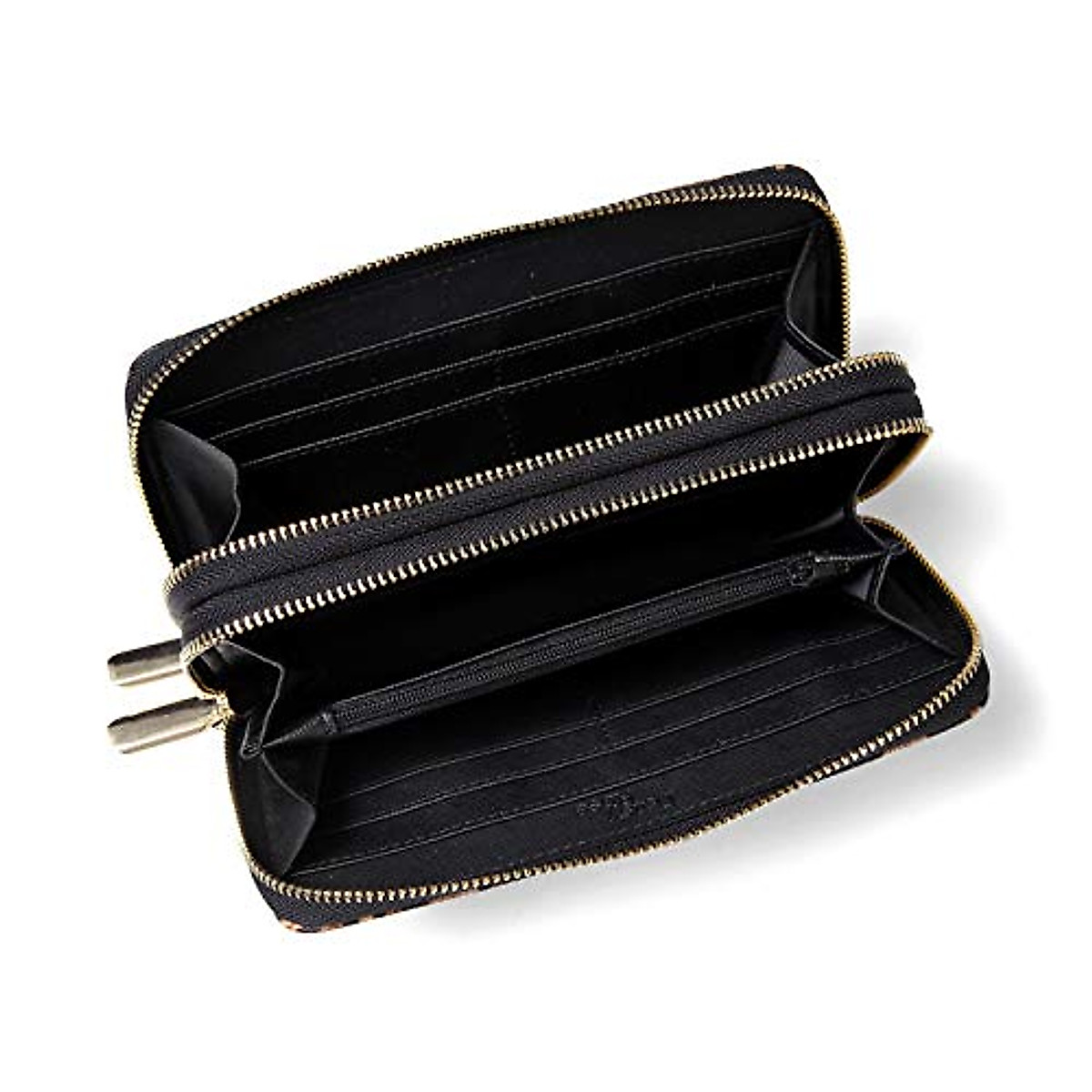 Daisy Rose Dual Zipper Phone Clutch and Wallet for Women - RFID Blocking, PU Vegan Leather Multi-Card Organizer - Leopard