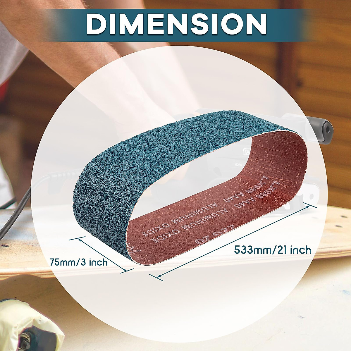 Tanzfrosch 3x21 Inch Belt Sander Sanding Belts Kit 20 Pcs (5 Each of 40/60/80/120 Grits), Zirconia Belt Sander Paper Sanding Belts for Wood, Metal, Cars, and Furniture, 20-Pack