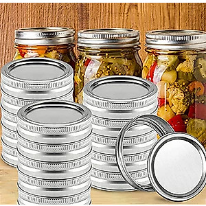 100Pcs/50 sets Canning Jar Lids and Rings Wide mouth, Split-type Lids with Silicone Seals Rings Leak Proof and Secure Canning Jar Caps