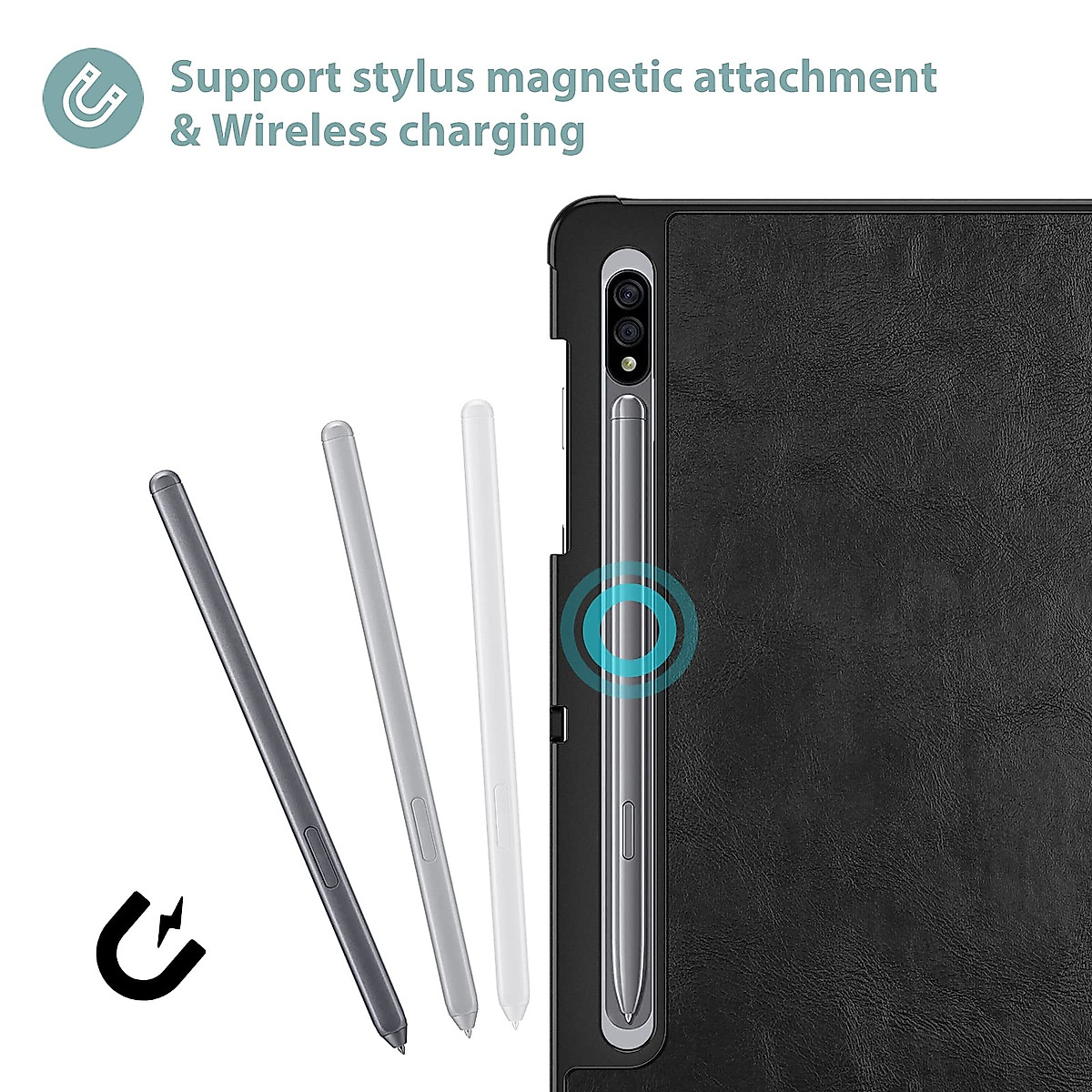 ProCase Cover for Galaxy Tab S7 Fe Case 2021/Galaxy Tab s8 Plus Case 2022/Galaxy Tab s7 Plus Case 2020 with S Pen Holder, Slim Smart Cover Stand Folio Case -Black
