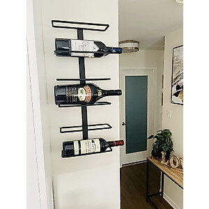 TheRackCo. Wall Series - Center Frame Metal Wall Mount Wine Bottle Rack, Black (6 Bottles)