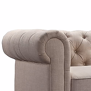 Rosevera Genevieve Upholstered Fine Polyester Collection Tufted Loveseat Couch, Contemporary Chesterfield Armrest,Sectional Sofa for Living Room Apartment, 3SEAT, Beige 3SEAT