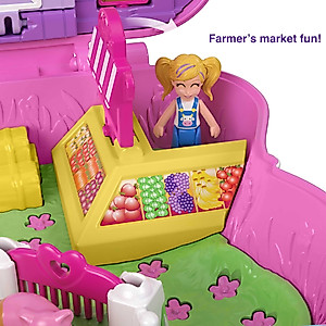 Polly Pocket On The Farm Piggy Compact, Farm Theme, Micro Polly Doll & Friend Doll, 2 Animal Figures (1 Alpaca with Hair), Fun Features & Surprise Reveals, Great Gift for Ages 4 Years Old & Up