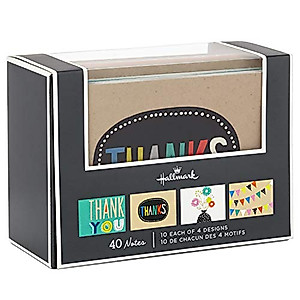 Hallmark Boxed Thank You and Blank Cards Assortment (Four Assorted Designs, 40 Note Cards and Envelopes), 5WDN2066