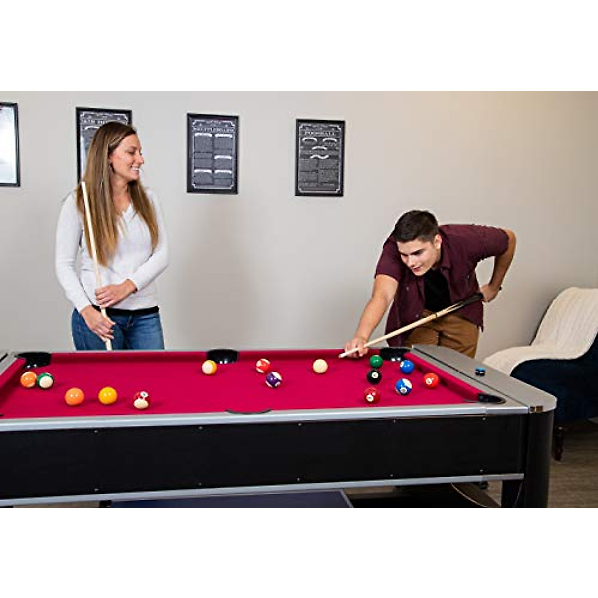 Triple Threat 6-ft 3-in-1 Multi Game Table with Billiards, Air Hockey, and Table Tennis