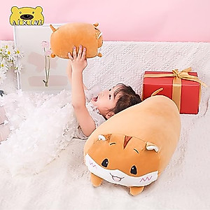 AIXINI 8 inch Cute Yellow Hamster Plush Stuffed Animal Cylindrical Body Pillow,Super Soft Cartoon Hugging Toy Gifts