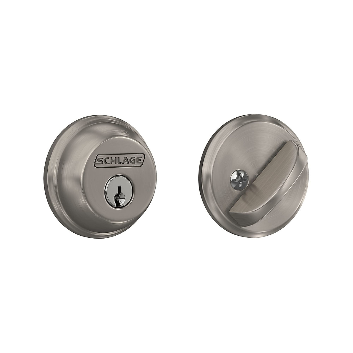 Schlage B60 N 619 Deadbolt, Keyed 1 Side, Highest Residential Security, Satin Nickel