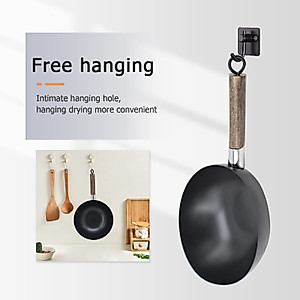 Non-Stick Cast Iron Wok Small Wok Pan with Iron Lid Wodden Handle Suitable for All Stoves, 9" Mini Wok