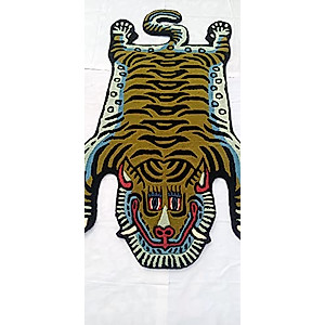 Tiger Print Skin Area Rug for Home Decor Wall Hanging for Living Room Bedroom Anti-Slip Rug Gift by AFTAB Collection (3 x 5) (Tiger 2, 3 x 5 feet), AREARUGS3, Multi