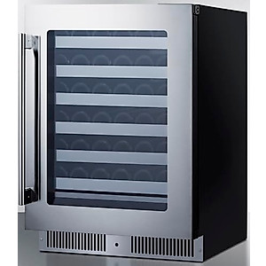 Summit 24 Inch Wine Cellar Shallow Depth Wine Refrigerator, Dimmable LED Light, Lock, Commercial or Residencial Use- SDHW2442(RHD, Stainless Steel)