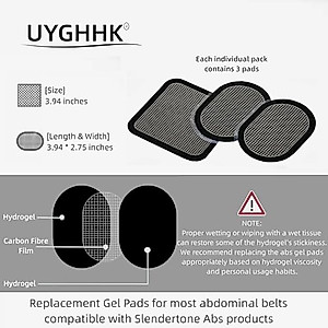 UYGHHK Replacement Gel Pads for All Abs Belts, Replacement Gel Sheet for Abdominal Belts Toning System, 9pcs Replacement Gel Pads Black