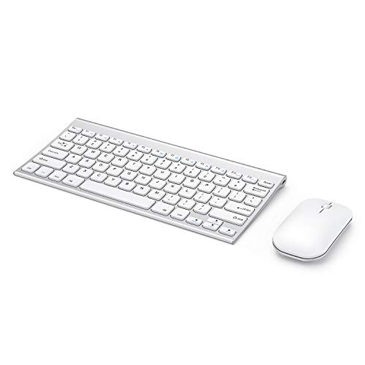 Small Wireless Keyboard Mouse Combo, seenda Ultra Thin Compact Rechargeable Wireless Keyboard with Silent Mouse Low Profile Keys for Windows 7/8/10/11/11 Pro Laptop Computer, Silver White