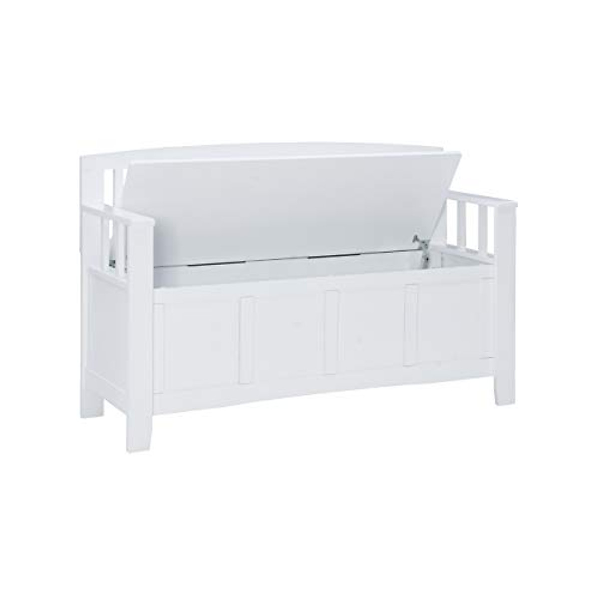Linon White Bench Cynthia Flip-Top Lid and Hidden Storage Space