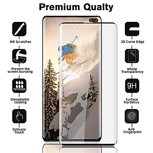 [2+2 Pack] Galaxy S10 Plus Screen Protector+Camera Lens Film,Ultra HD Tempered Glass Film [Scratch Resistant] [Ultra HD] [9H Hardness] [Fingerprint Unlock] Compatible with Samsung Galaxy S10 Plus/S10+ (6.4 Inch)