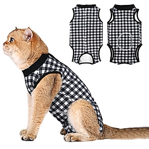 Due Felice Cat Surgery Recovery Suit Cats Surgical Onesie After Surgery Female Male Cat Post Spay Neuter Bodysuit Anti-Licking Wounds Cat Cone Alternative Yellow Bee/L