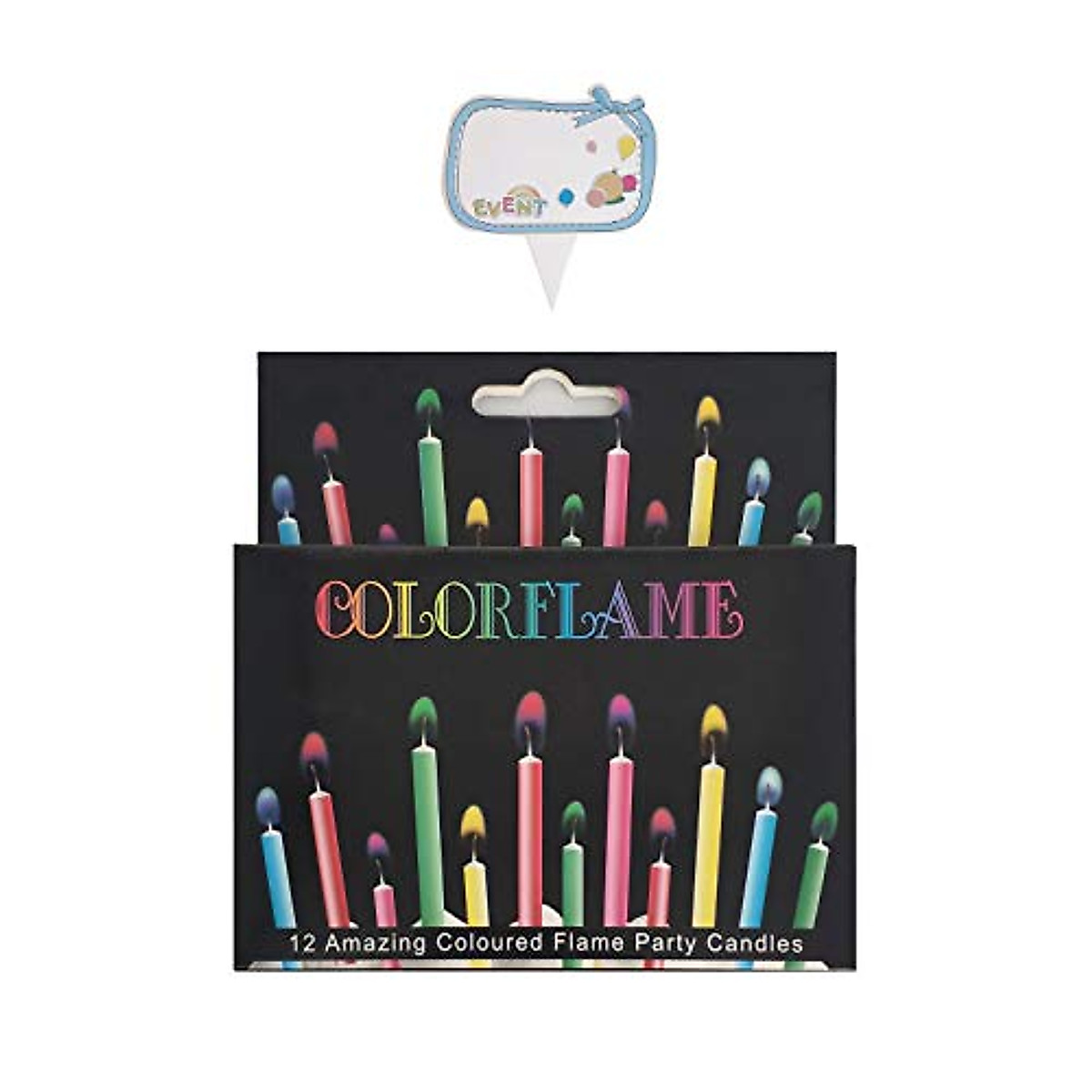 Birthday Cake Candles in Holders Cake Tricks and Decorations – Colors: red, Pink, Yellow, Blue, Green, Purple – 12 Pieces (12)